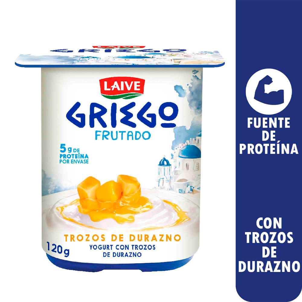 Yogurt Griego LAIVE con Trozos de Durazno Vaso 120g - Shopstar