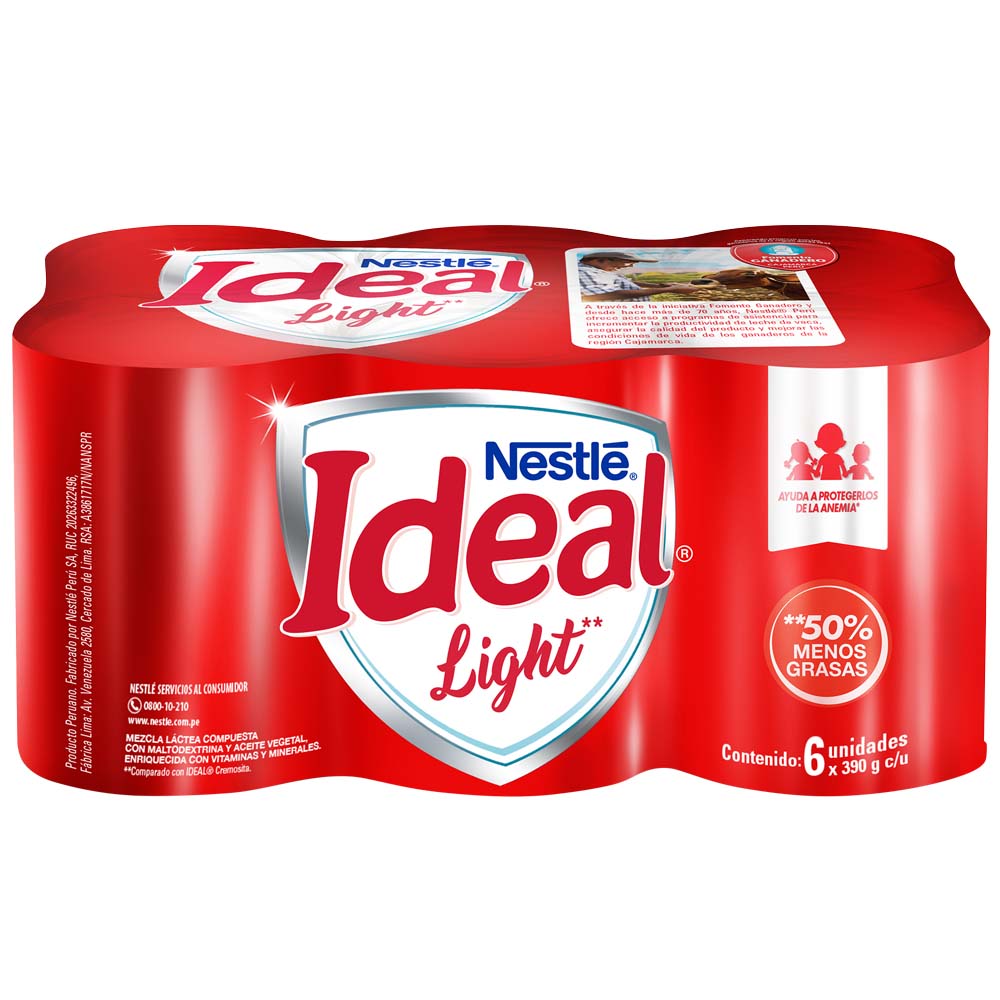 Mezcla Láctea IDEAL Light Lata 390g Paquete 6un - Shopstar