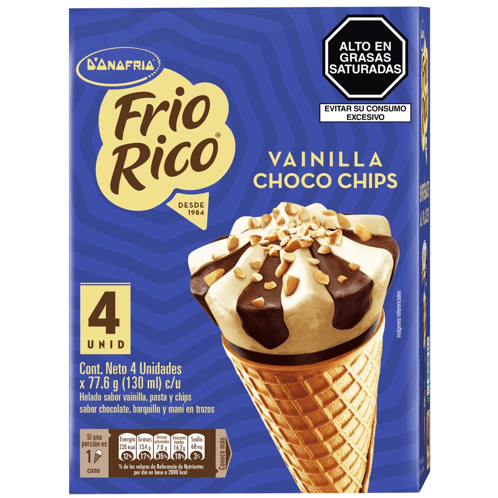 Helado FRÍO RICO Multipack Vainilla Pote 130ml Caja 4un - Shopstar