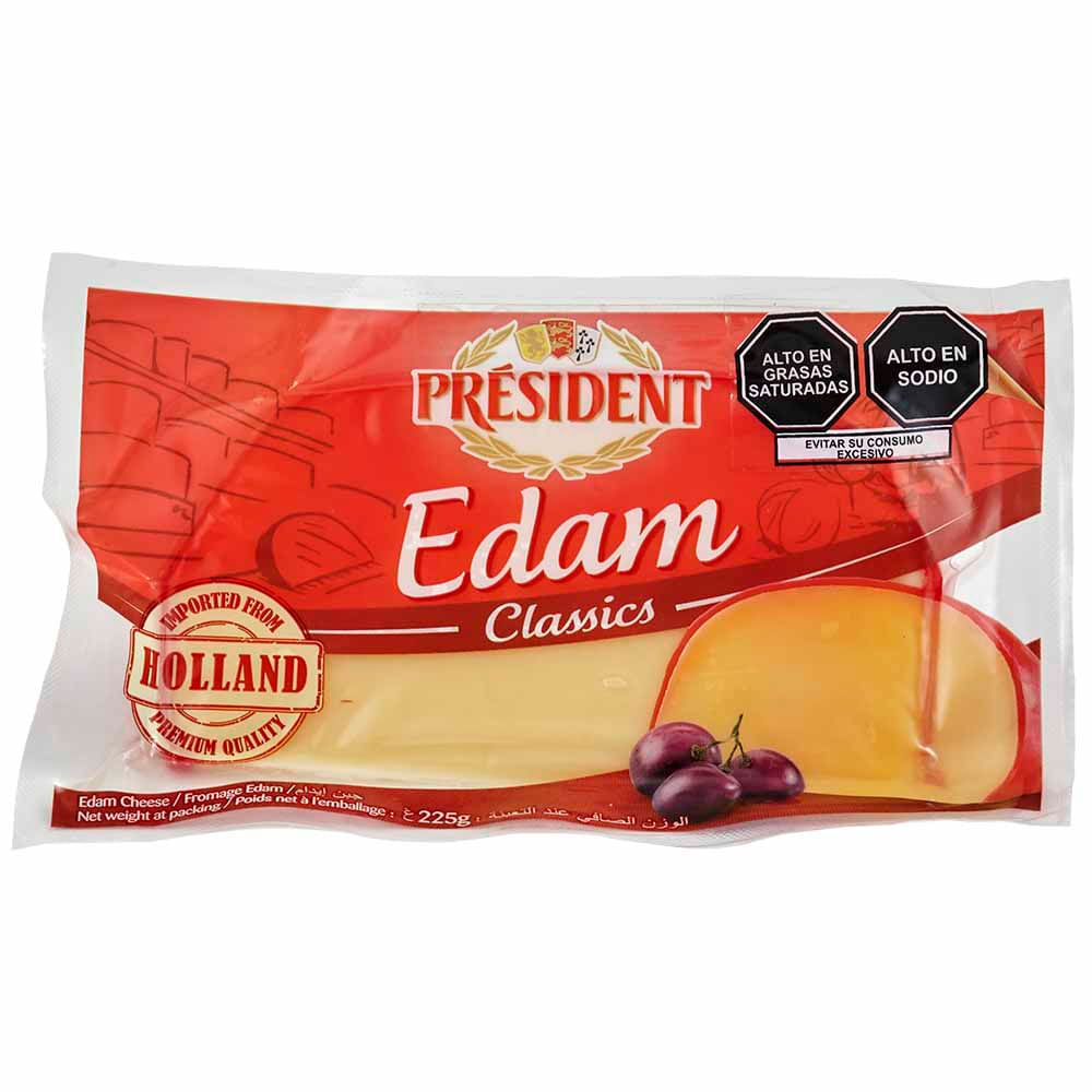 Queso Edam PRÉSIDENT Cheese Wedge Envase 225g - Shopstar