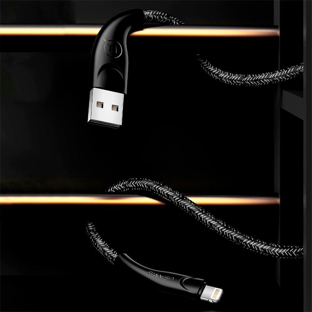 Cable Usams U41 Tejido USB a Lightning 1m Negro - Shopstar